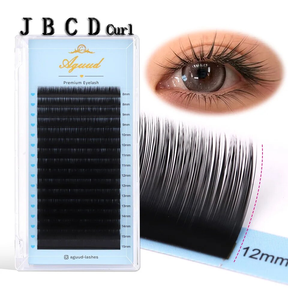 AGUUD Premium Нижние Ресницы J B Curl 0.03/0.05/0.07/0.10/0.15/0.20 J, 0,20 мм, MIX(15-20mm) x12rows