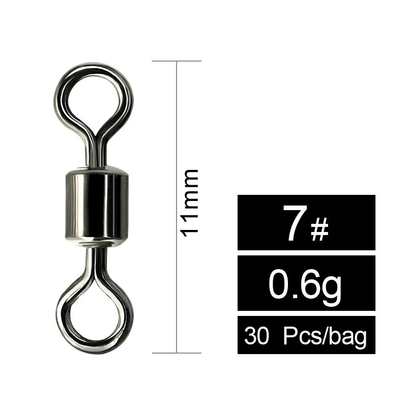 Рыболовные вертлюжки 7#, 0.6g, 30 шт