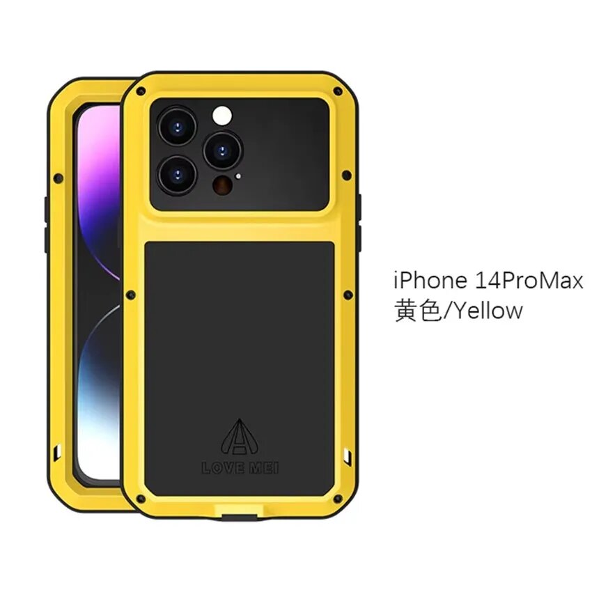 Чехол LOVE MEI для iPhone 14 Pro Max, Желтый, Металлический