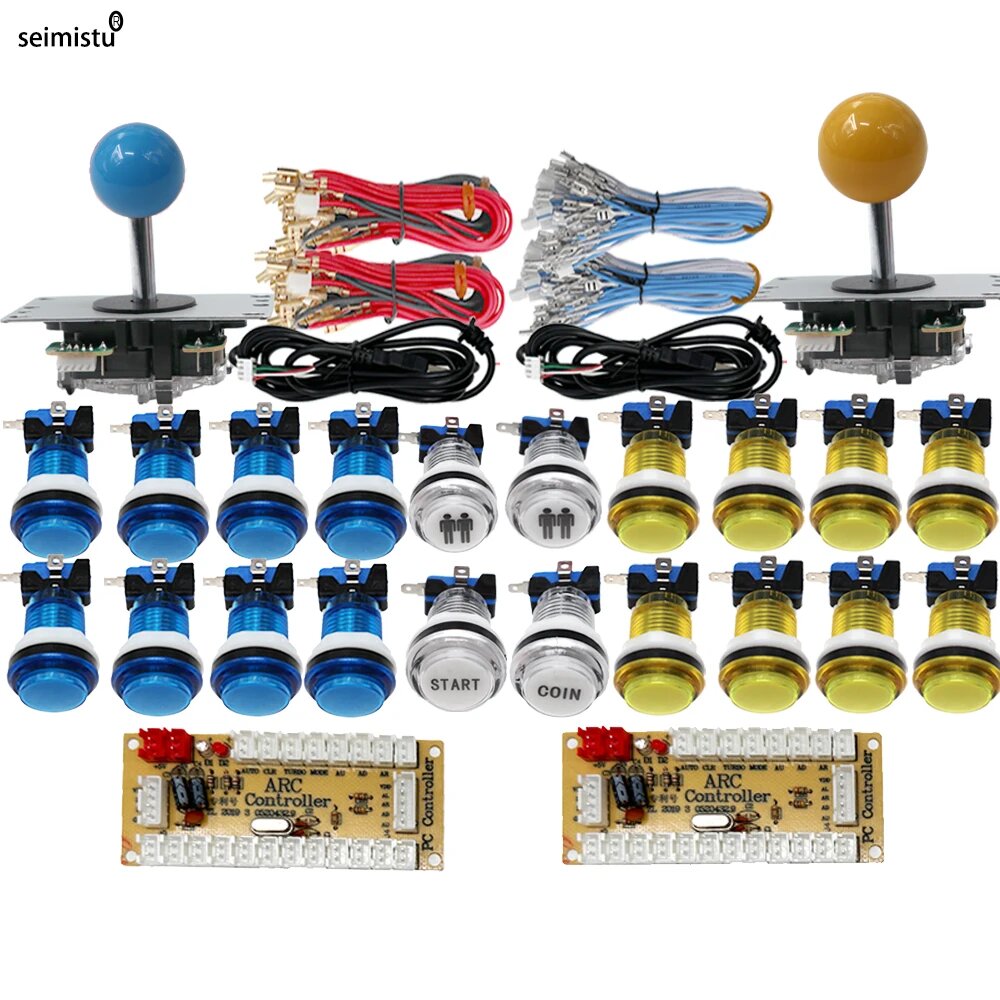 Игровой набор Raspberry Pi Arcade Joystick yellow-blue