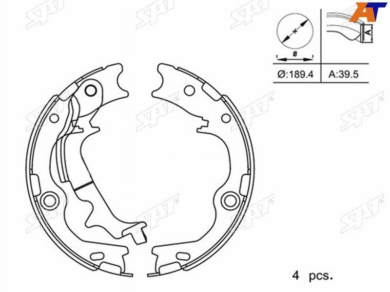 . SAT Колодки (ручника) стояночного тормоза для HYUNDAI TUCSON/IX35 09-15/KIA SPORTAGE 10-15