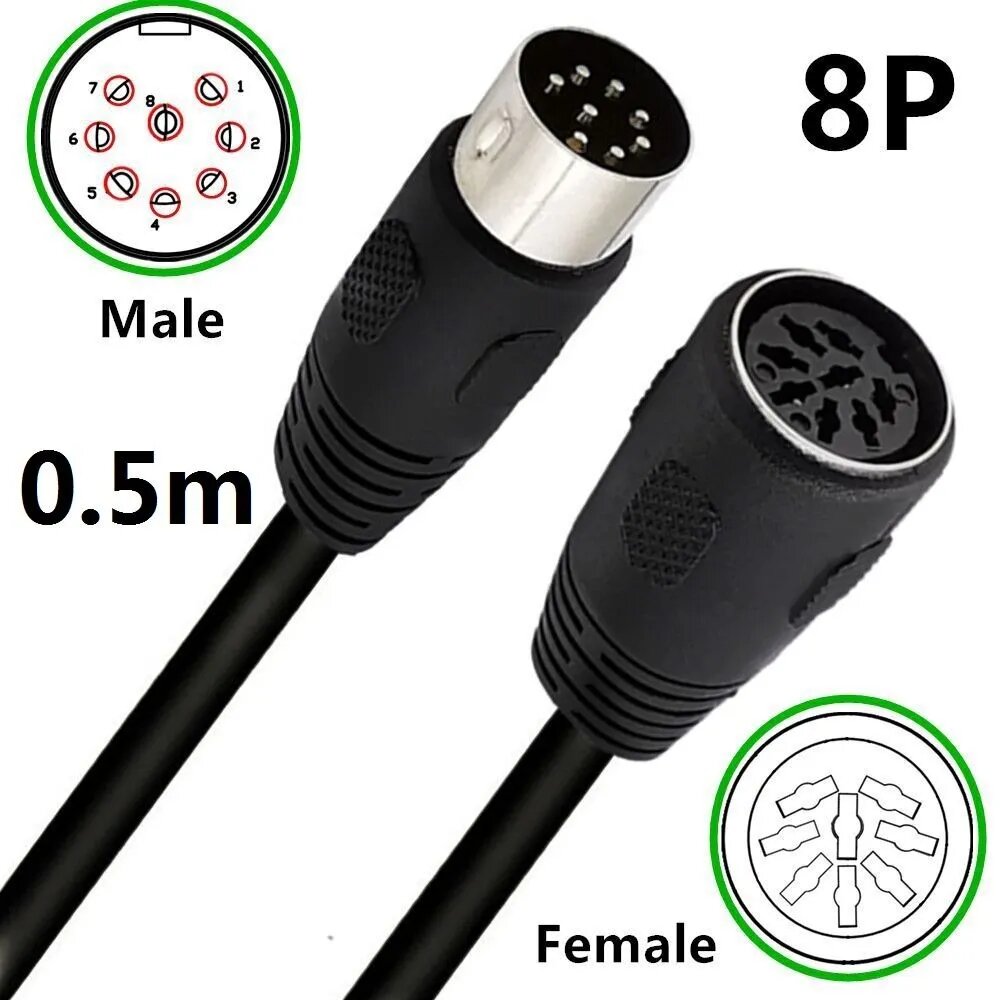 PENGQIAO Аудиокабель DIN/DIN, 0.5 м, черный матовый