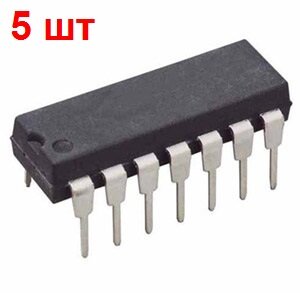 Микросхема 155ТЛ1 5 шт. 2 триггера Шмитта в DIP-14