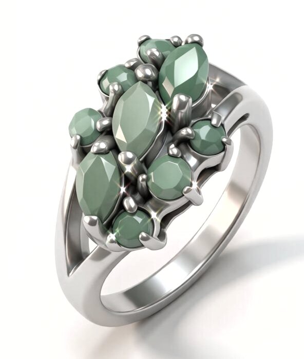 Кольцо, серебро, 925 проба, родирование, изумруд