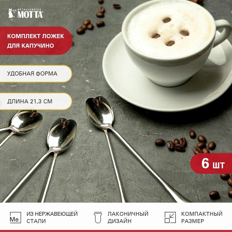Комплект ложек для латте (6шт) Metallurgica Motta, 205х16х25мм