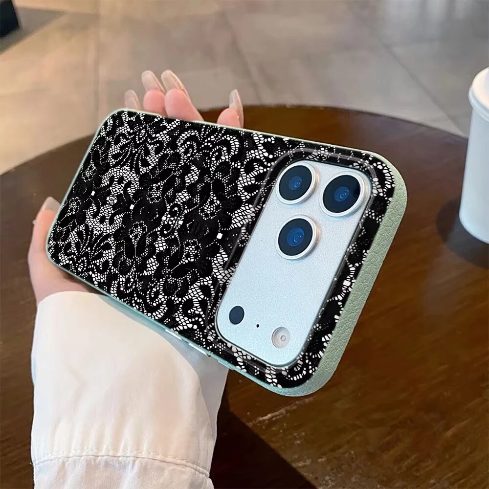Черный чехол для телефона с кружевным узором для iPhone 17 Pro Max iPhone17 Про, LightCyan-YYDSW6724