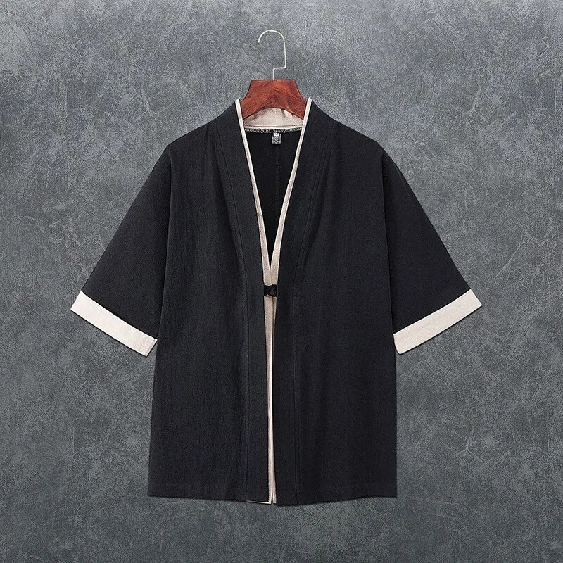 Кардиган-кимоно мужской Haori черный, размер L