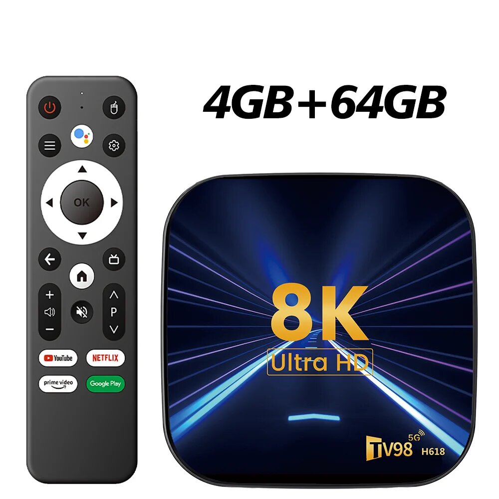 WUDUNG TV98 H618 Android 14 Smart TV Box 100В-240В, вилка ЕС, 4G64G