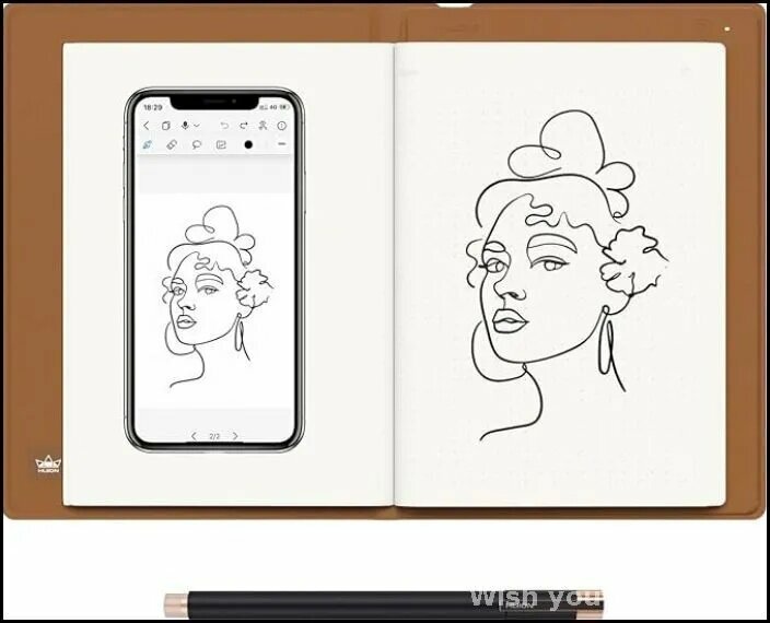 Планшет цифровой Huion Note 2 в 1, A5, беспроводной, Bluetooth, ручка и блокнот, для заметок