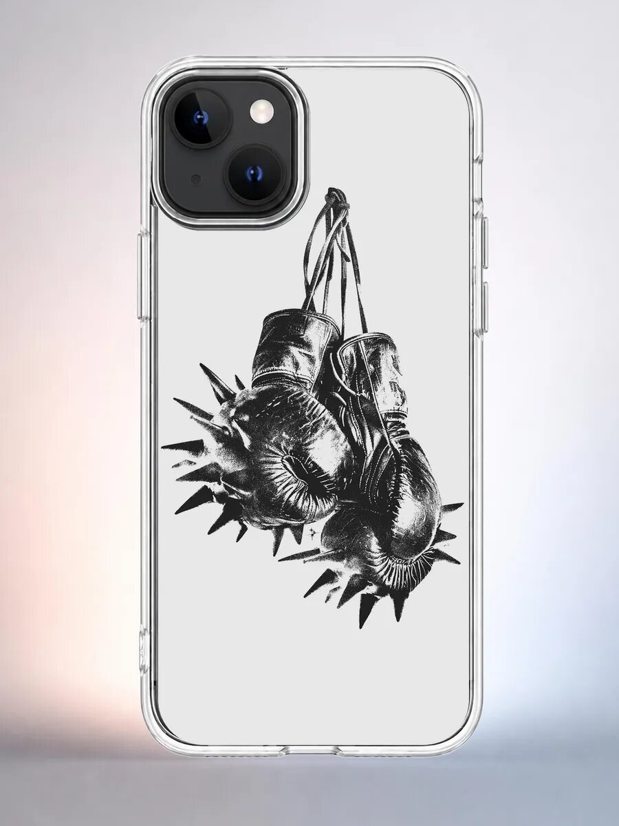 Чехол iPhone 13 перчатки с шипами силиконовый прозрачный