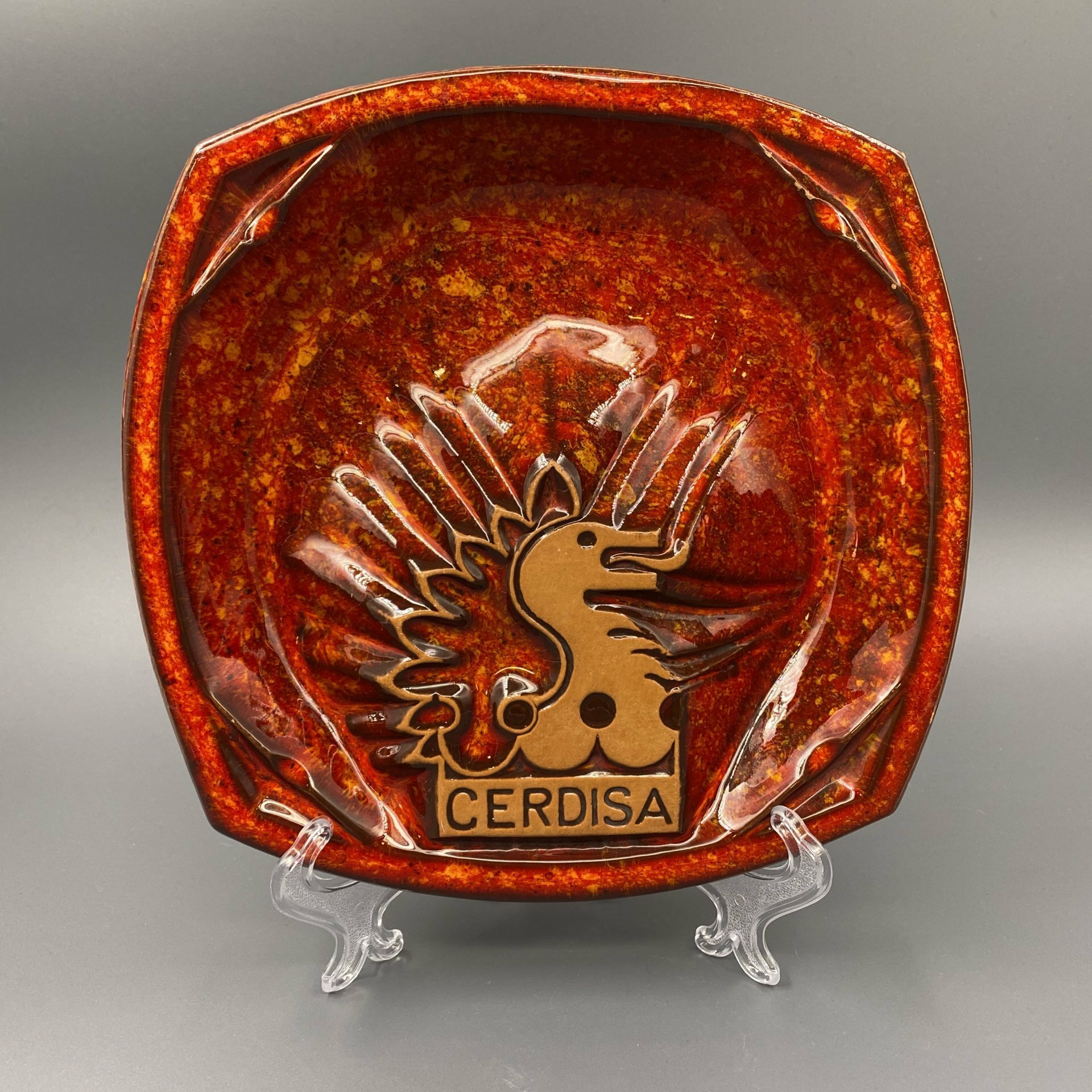 Пепельница квадратной формы Ceramica Vasaro Faenza, керамика, Италия, 1970-1980 гг.