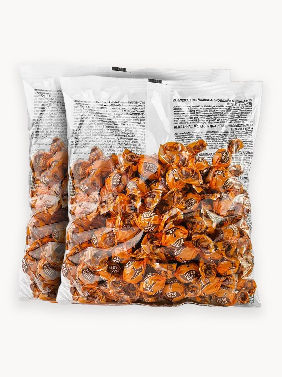 Жевательный ирис Нота Бум с шоколадно-ореховой начинкой, 1000г (2 x 500г) KDV ириски с шоколадом