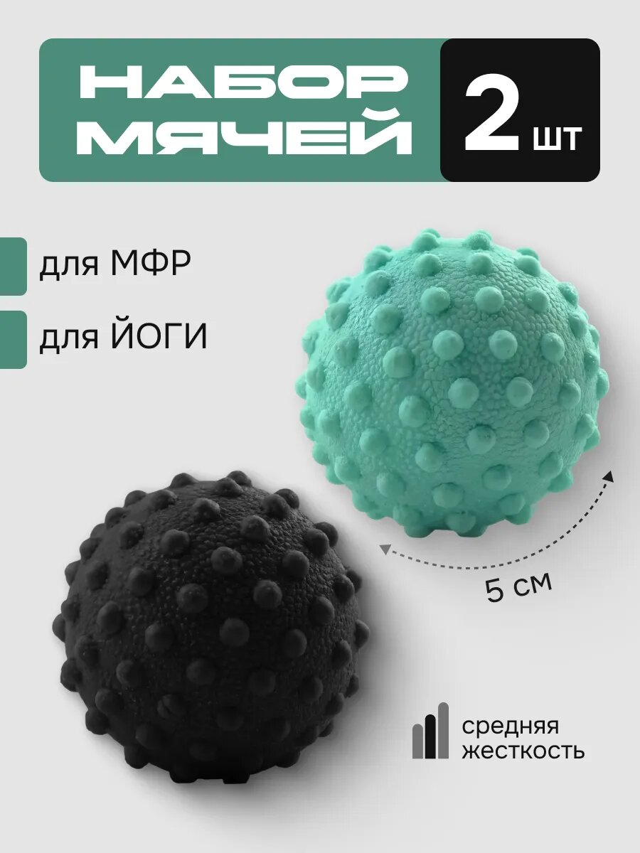 Мяч массажный с шипами для мфр средней жесткости 2 шт