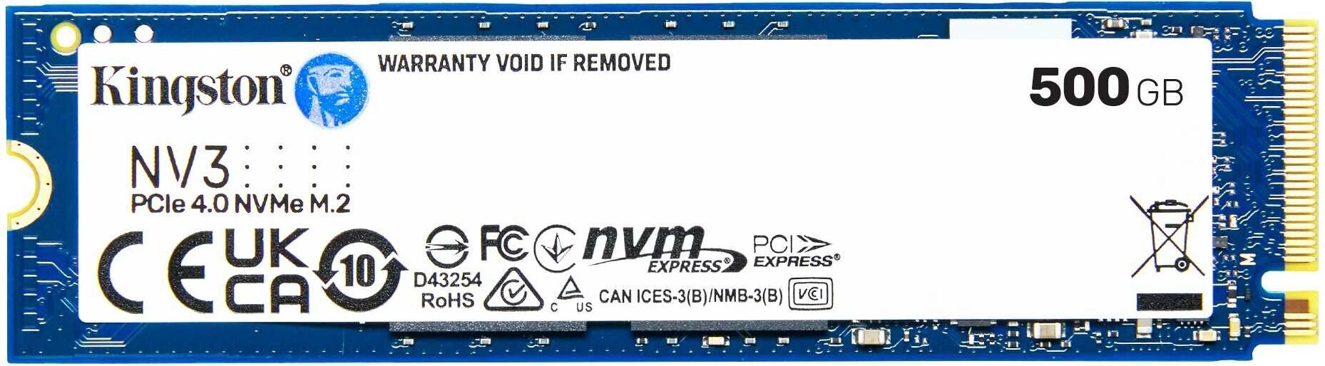 Твердотельный накопитель SSD Kingston PCIe 4.0 x4 500GB SNV3S/500G NV3 M.2 2280