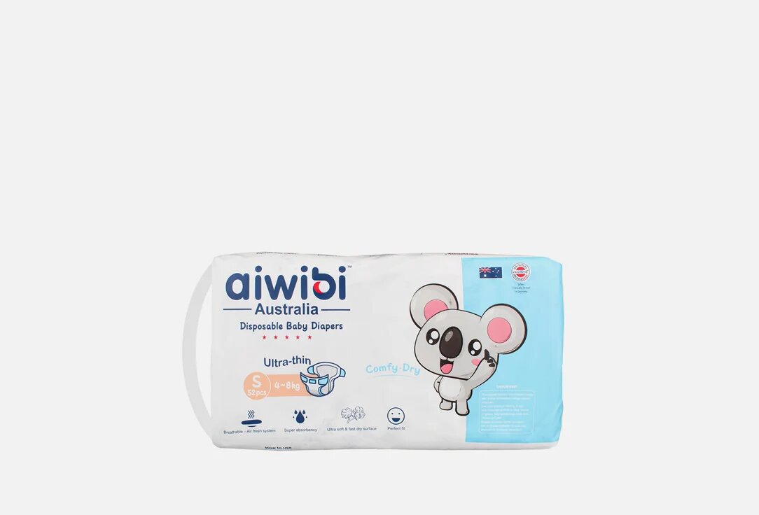 Aiwibi Australia (S) 4-8kg Подгузники 52 шт