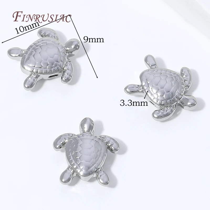 Разделители бусин черепаха, Rhodium Plated, FINRUSIAC