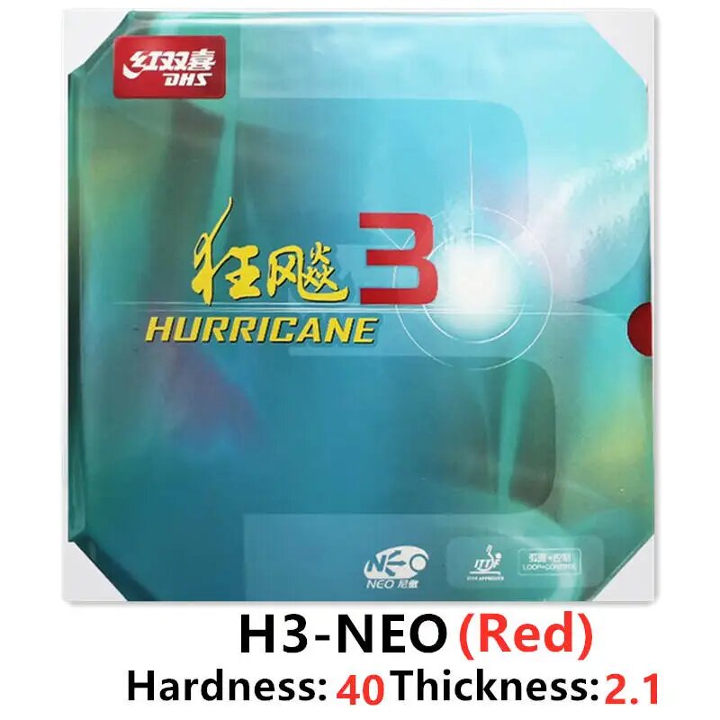 DHS Hurricane 3 neo губка для настольного тенниса Red H40 T2.1