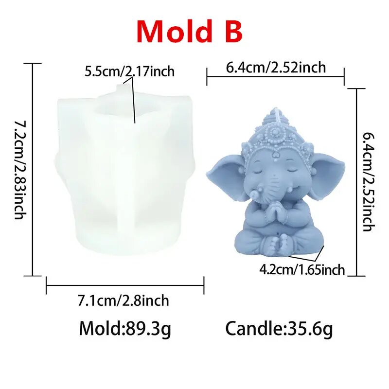 Силиконовая форма для свечей 3D слон