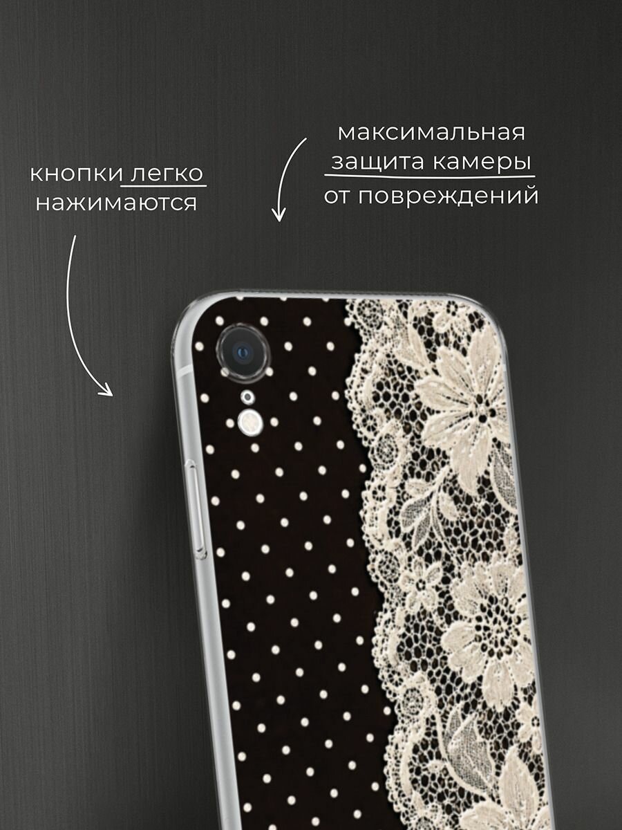 Силиконовый чехол на Apple iPhone XR / Айфон XR с принтом Кружево и горошек — фото 1