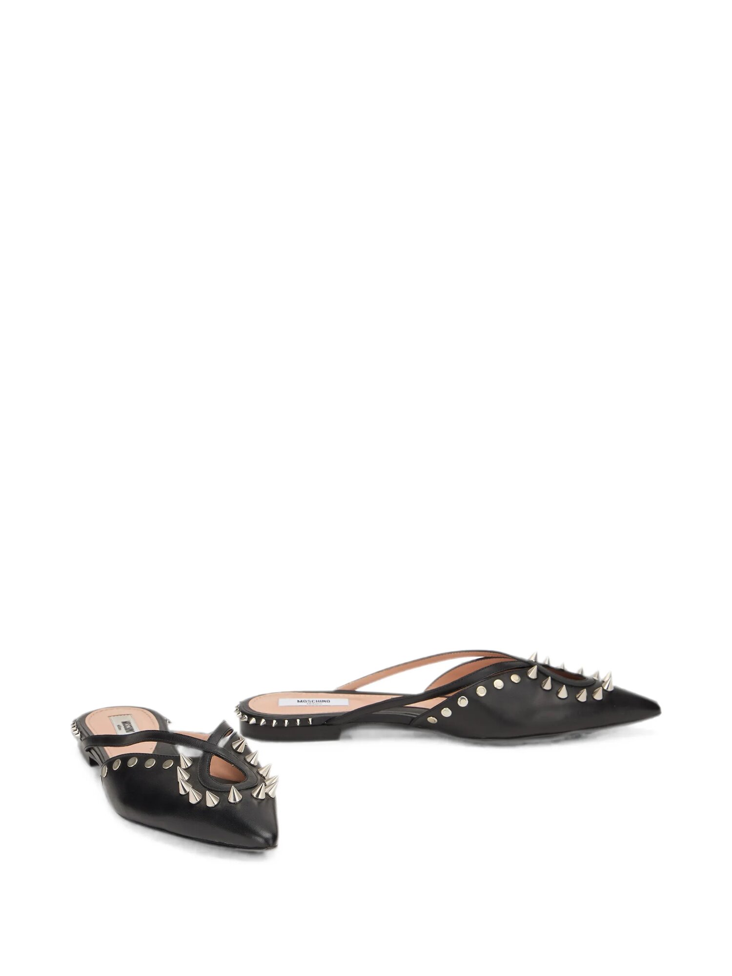Мюли MOSCHINO Spike-embellished pointed-toe flat mules, размер 36 — фото 1
