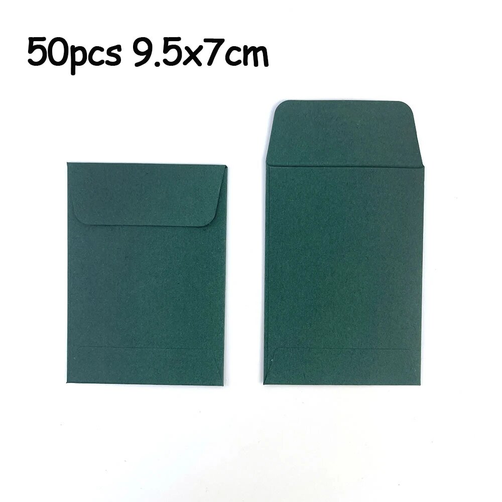 Мини-конверты KAZUO Kraft 50 шт. Темно-зеленый, 50pcs 9.5x7cm-M5