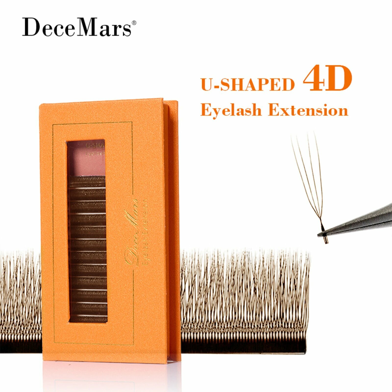 Накладные ресницы DeceMars 4D коричневые M, 8-12MIX