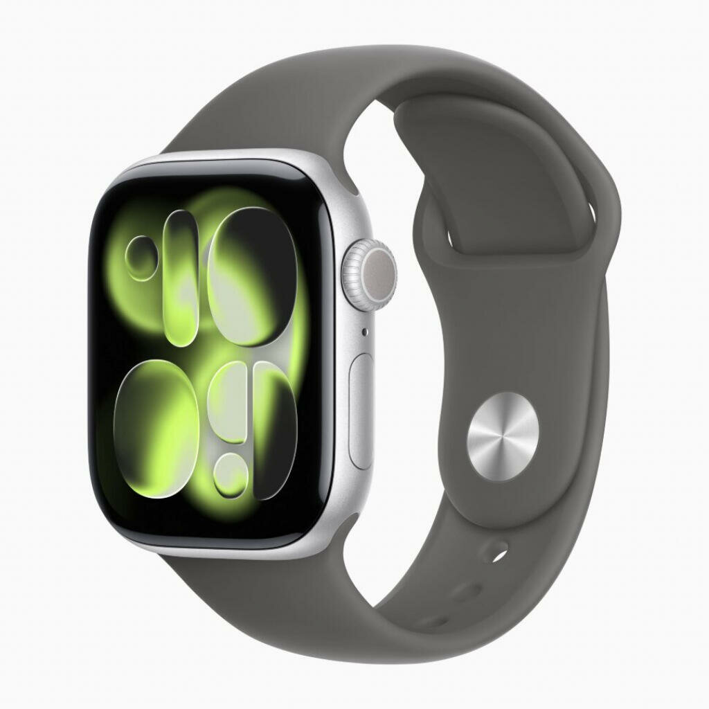 Часы Apple Watch Series 11 46mm Silver Aluminium Case With Stone Gray Sport Band S/M (Серебристый/Серый)