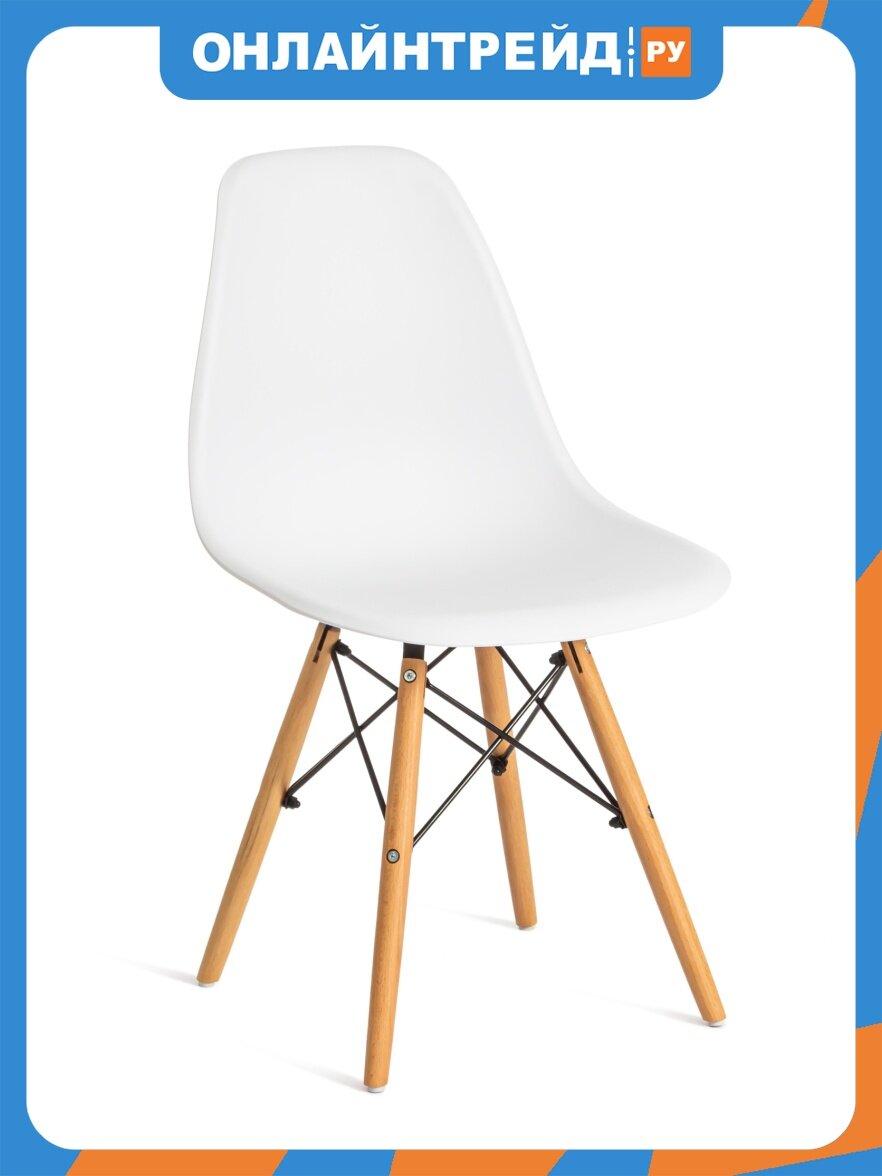 Стул Tetchair CINDY (EAMES) (mod. 1801) / 1 шт. в упаковке, дерево бук/металл/сиденье пластик, 45x51x82 см, White (белый)