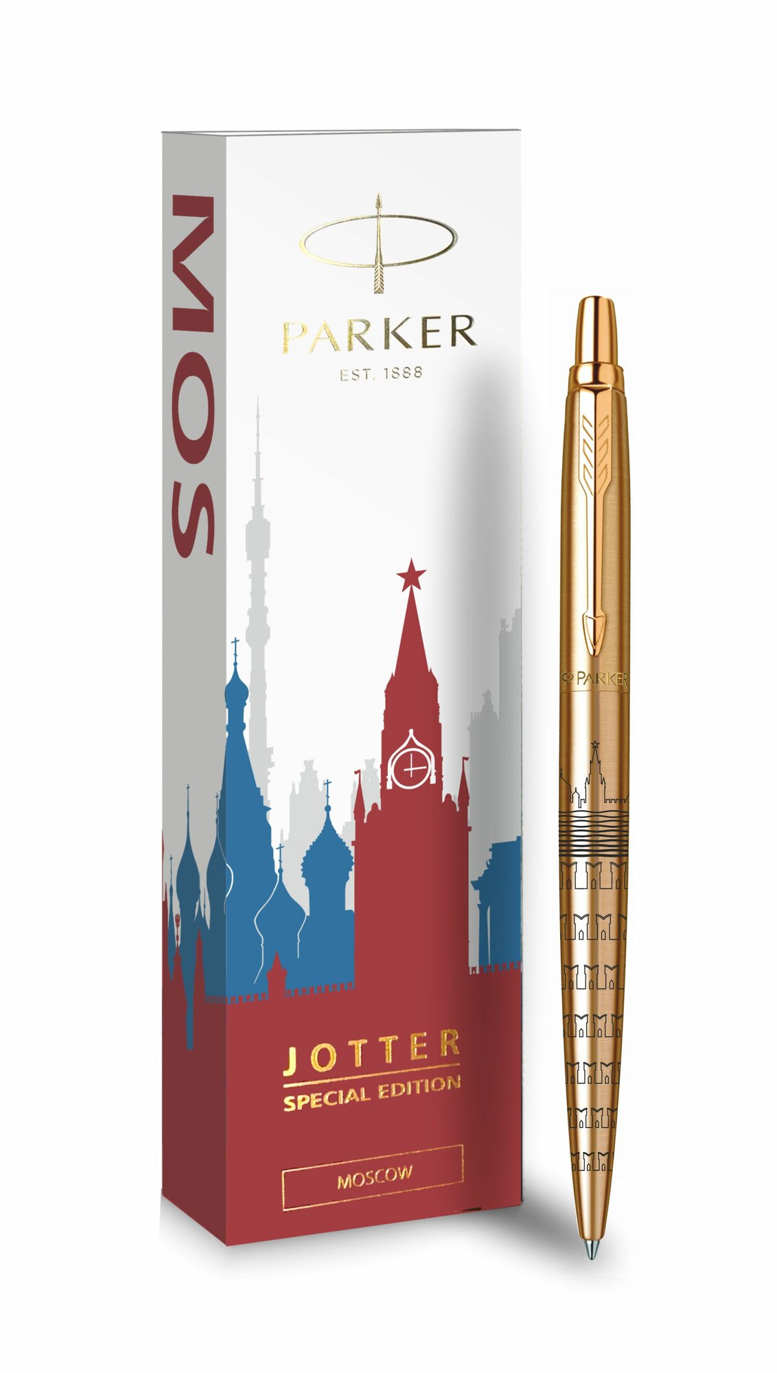 Шариковая ручка Parker Jotter SE Moscow Gold, стержень: F, цвет чернил: blue в подарочной упаковке 1953495