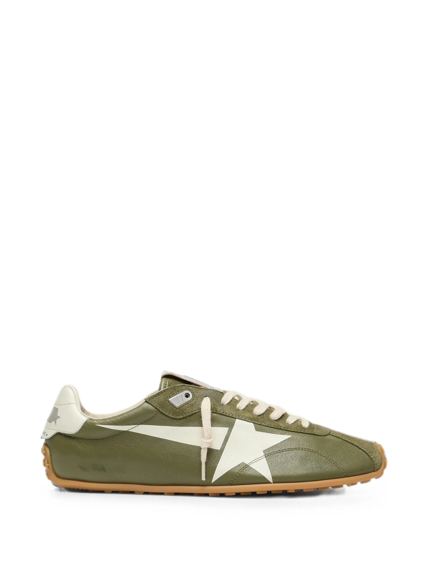 Кроссовки Golden Goose Marathon Speed in olive-green leather with cream star sneakers