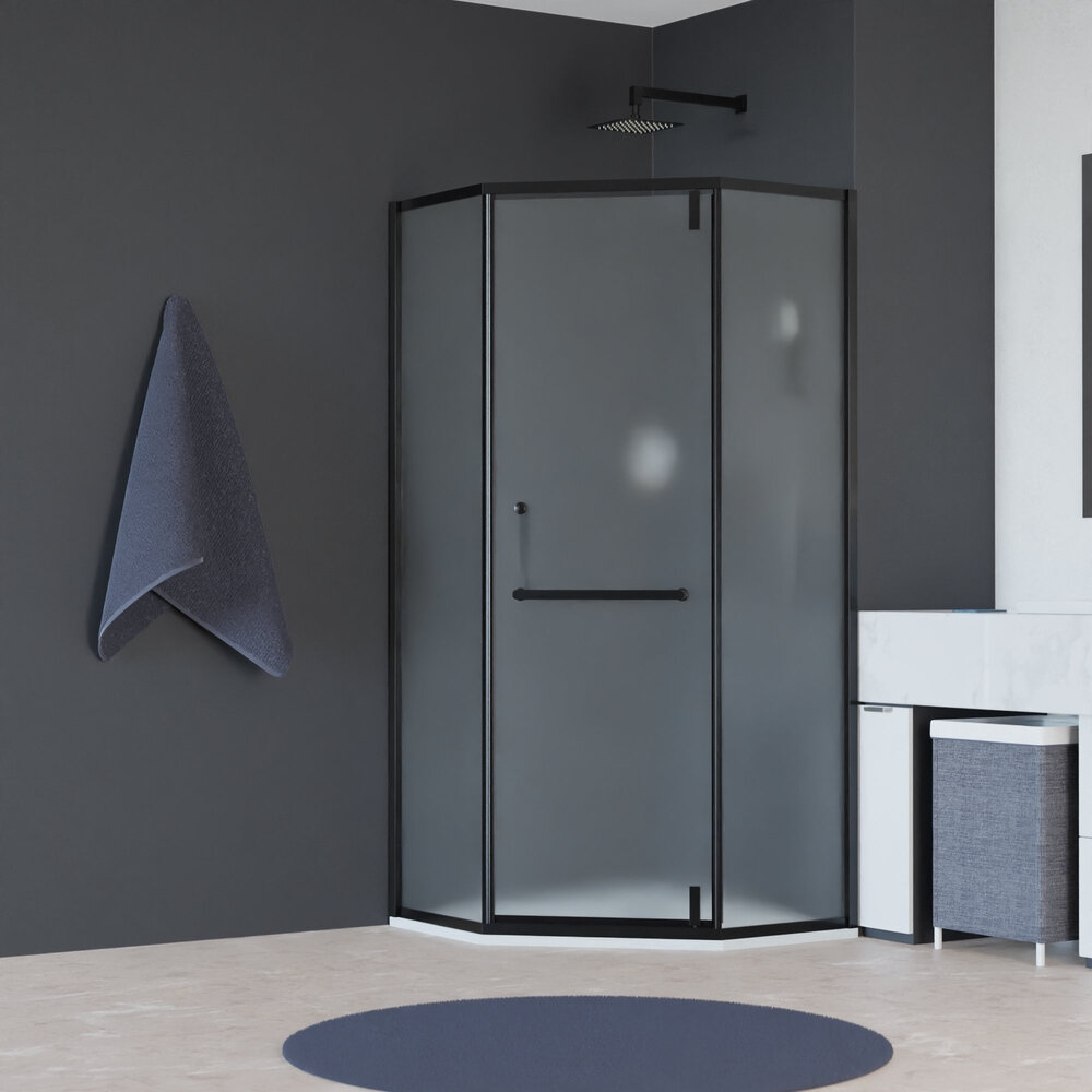 Душевой уголок RGW Отель (Hotel) HO-084-B 90x90x195 см, профиль черный, стекло матовое