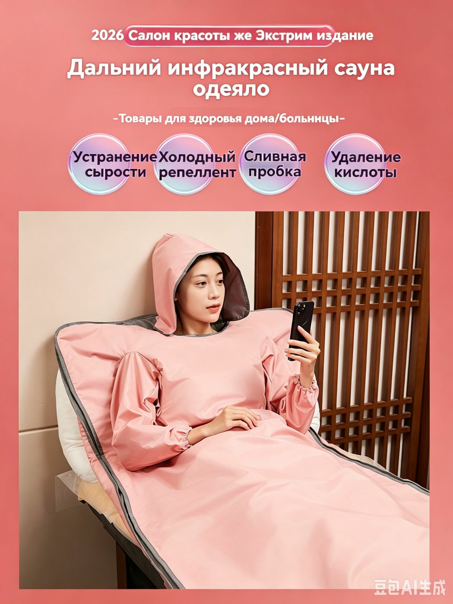 Одеяло для сауны с подогревом детоксикация для похудения и фитнеса женское 180*80 см
