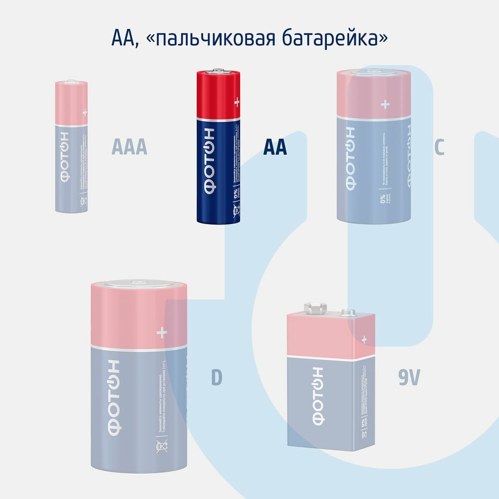 Батарейки пальчиковые алкалиновые АА фотон LR6 набор 10 шт, пластиковый кейс 24244 — фото 1