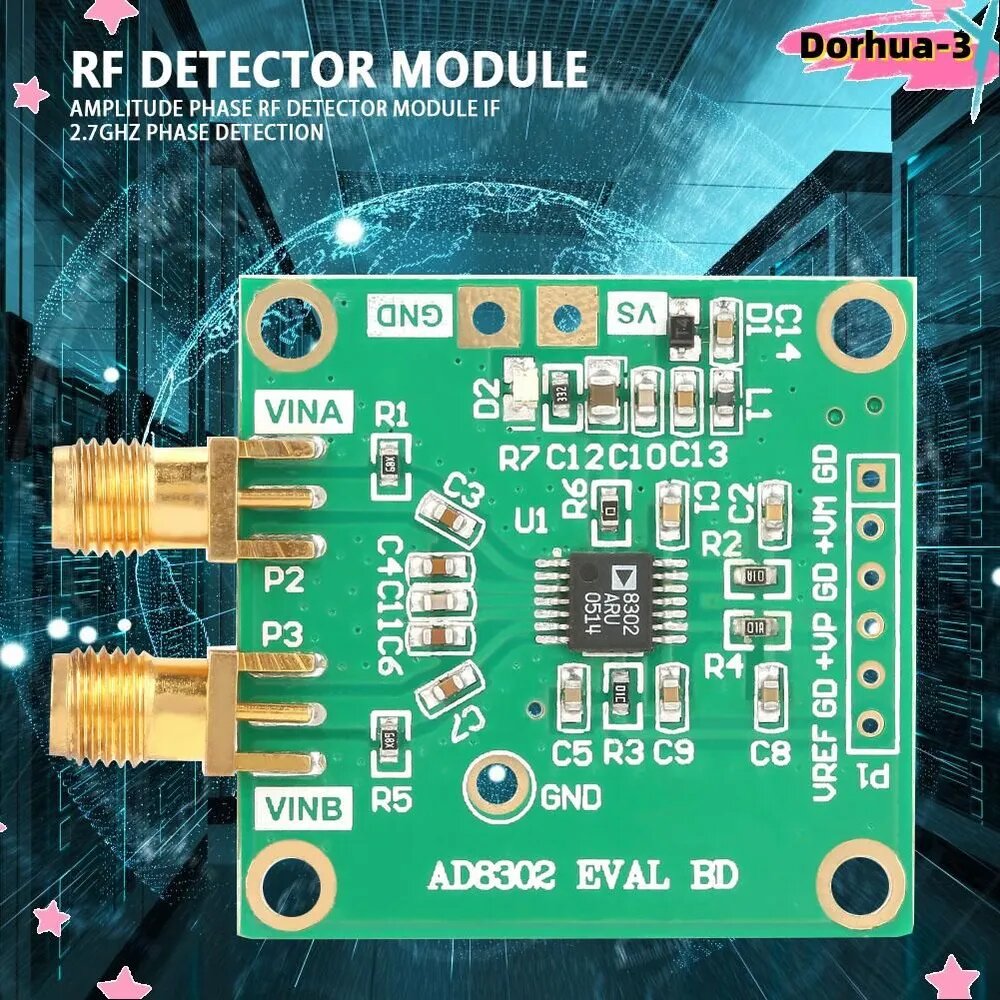 AD8302, Модуль для детекции фазы с высокой точностью и шкалированием усиления 30 мВ/дБ для тестирования и контроля сигналов