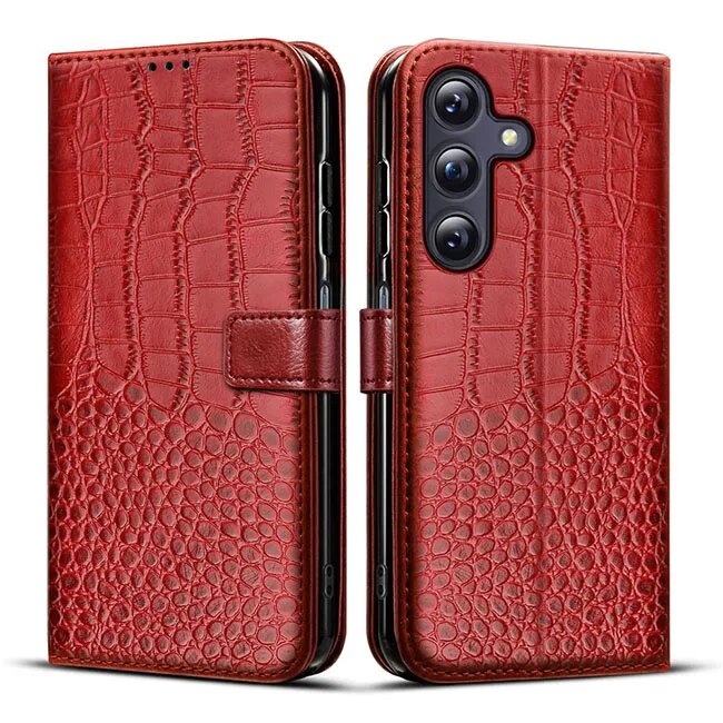 Чехол для Samsung Galaxy A17, слоты для карт, магнитная подставка из искусственной Красный, Red