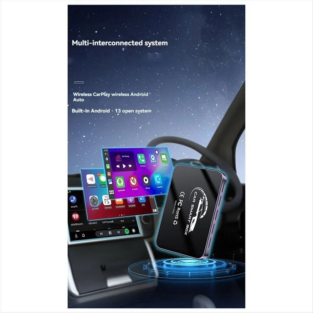 Автомобильный СмартБокс Android 13 Беспроводной Адаптер Карплей Андроид Авто