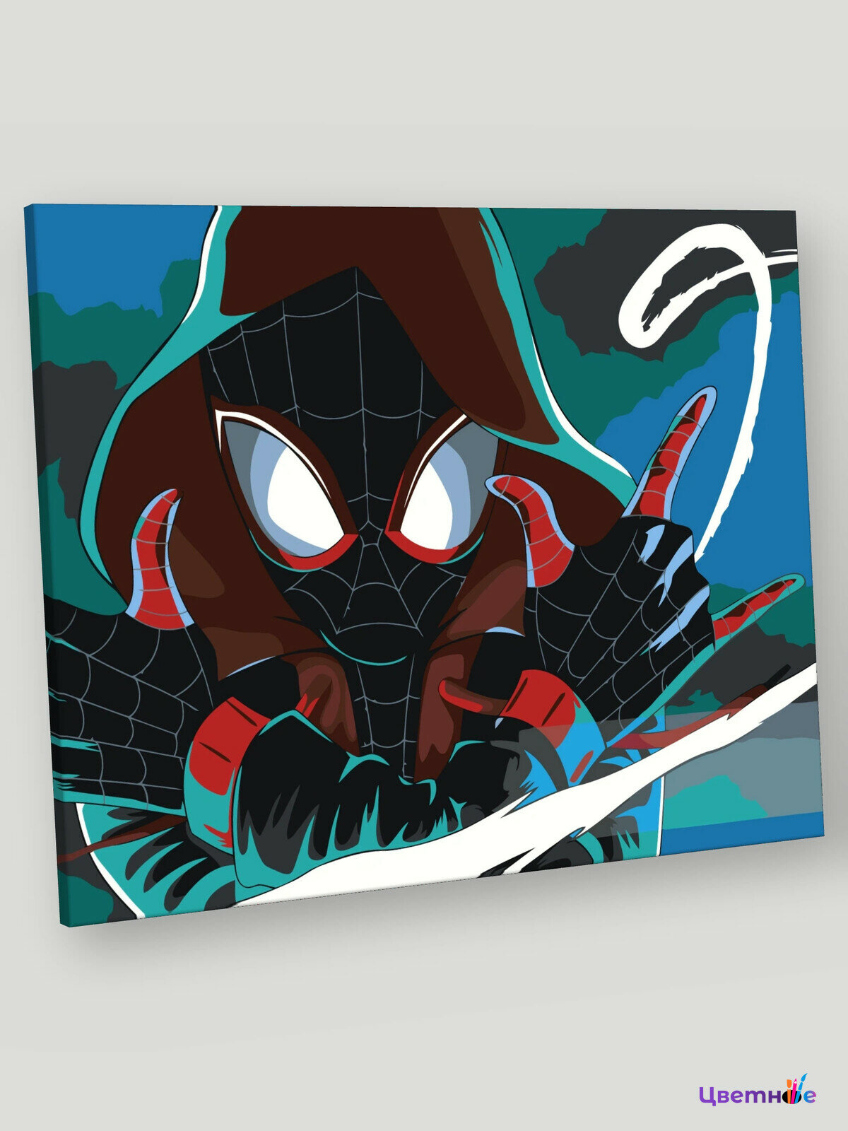 Картина по номерам на холсте с подрамником "Человек паук Spiderman: Майлз Моралес" Раскраска 40x50 см, Супергерои Кино