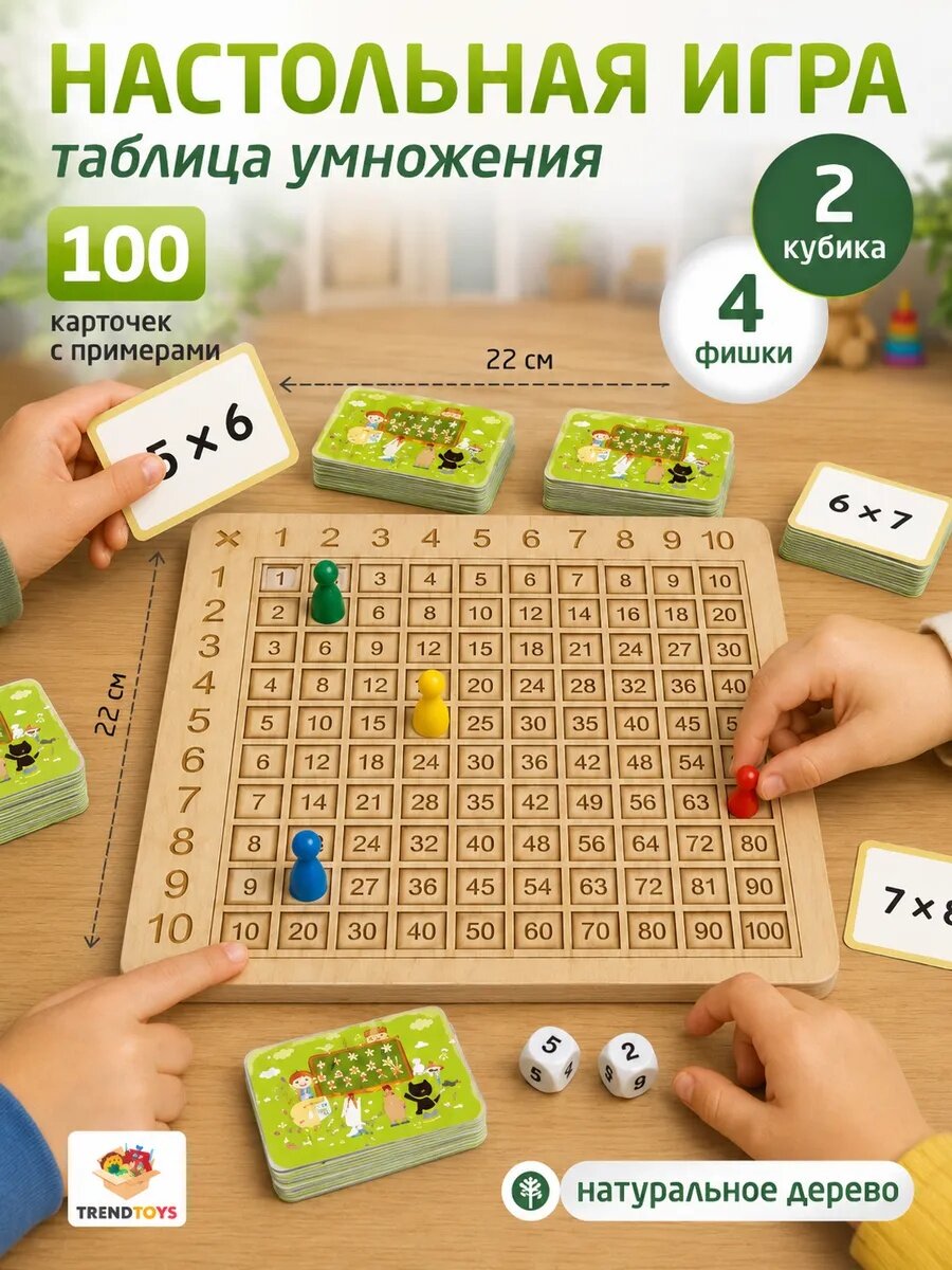 Настольная игра TrendToys "Таблица умножения", головоломка, 100 карт