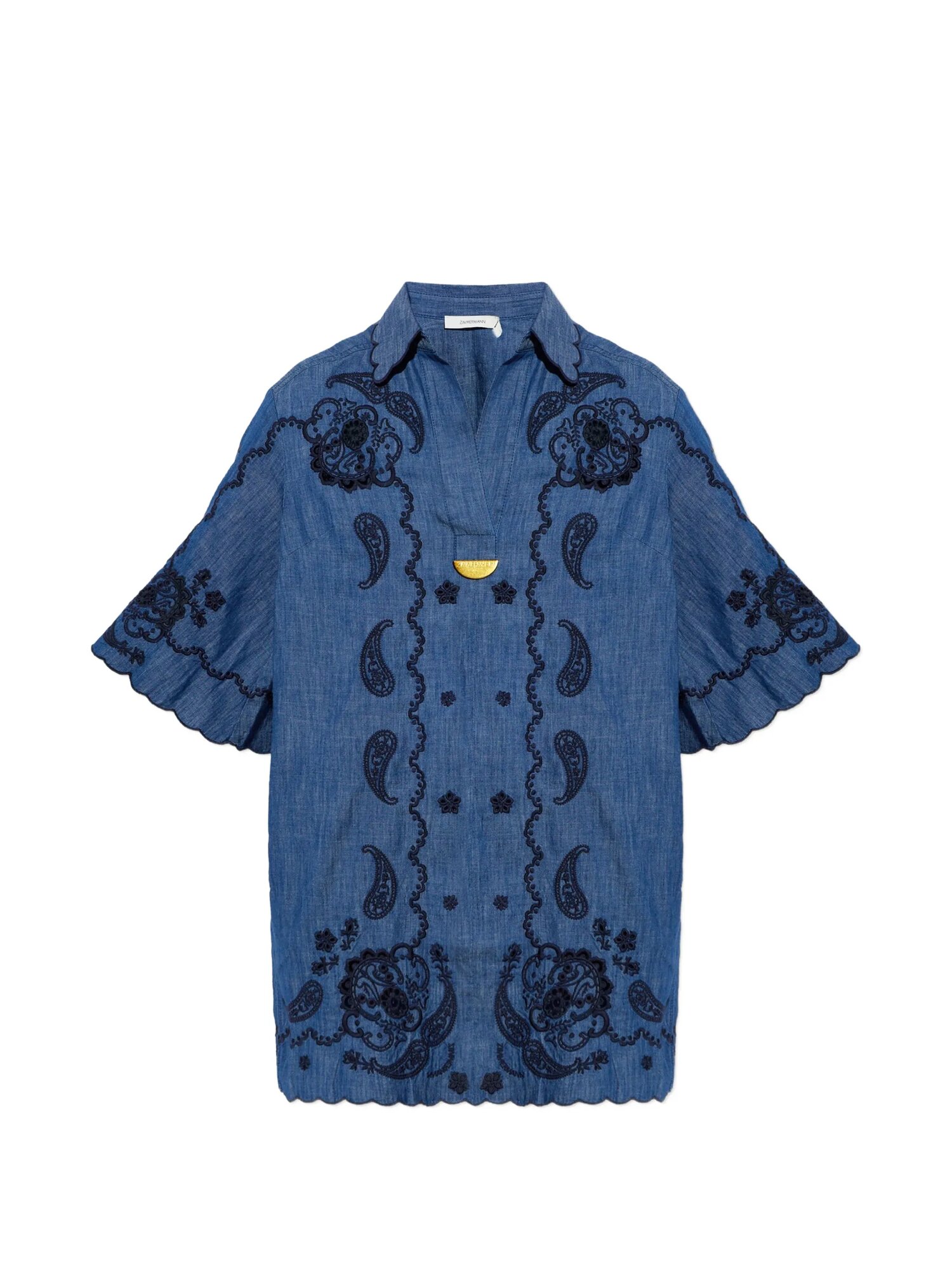 Платье Embroidered denim mini dress