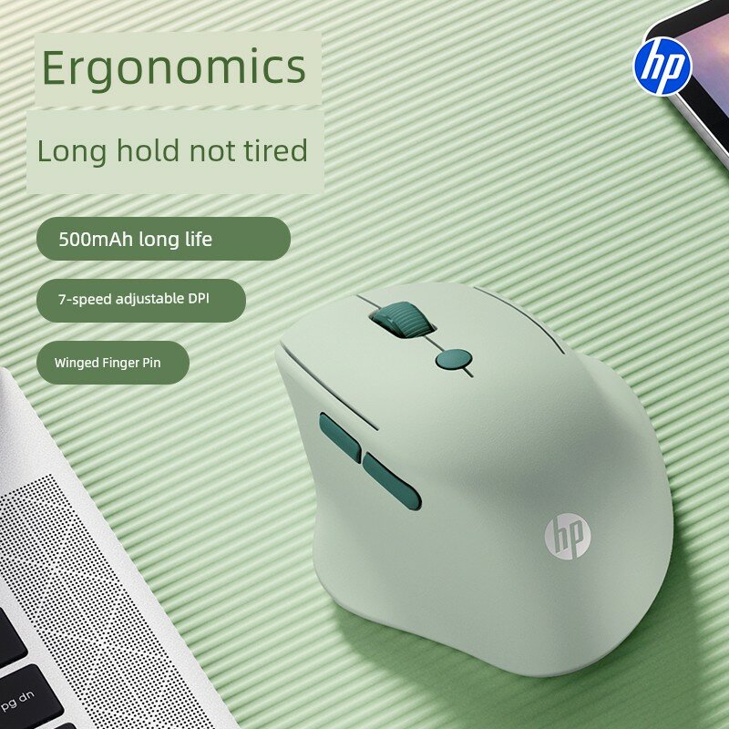 Беспроводная мышь HP, эргономичная, для офиса, с зарядкой, бесшумная, для ноутбука, Bluetooth-мышь Туманно-зеленый
