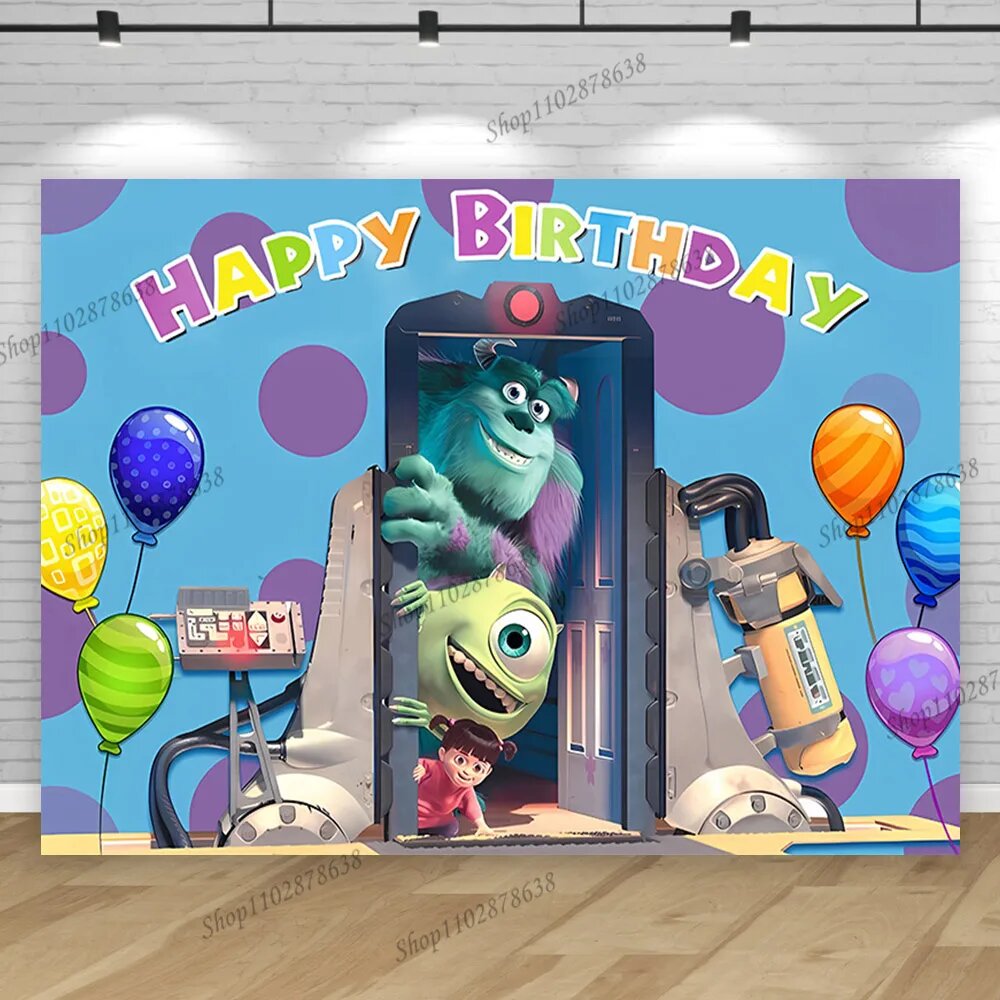 Виниловый фоновый плакат MINISO "Тема Университета монстров Inc Monsters Inc 03, Vinyl 150x100cm