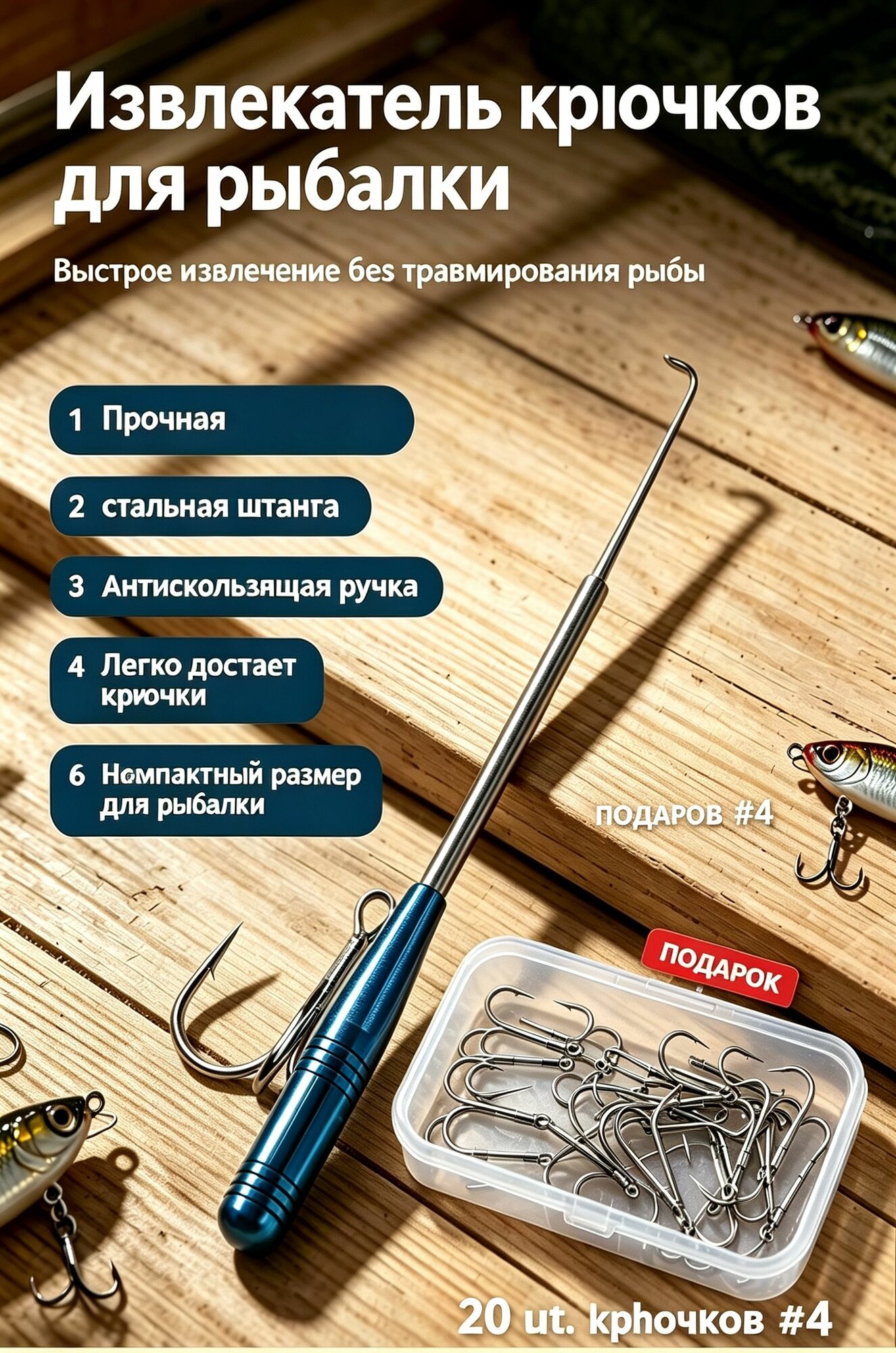 Экстрактор рыболовный премиумкласса для извлечения крючков из пасти рыбы применяется на зимней и летней ловле от SoDaRu для зимней рыбалки для летней рыбалки