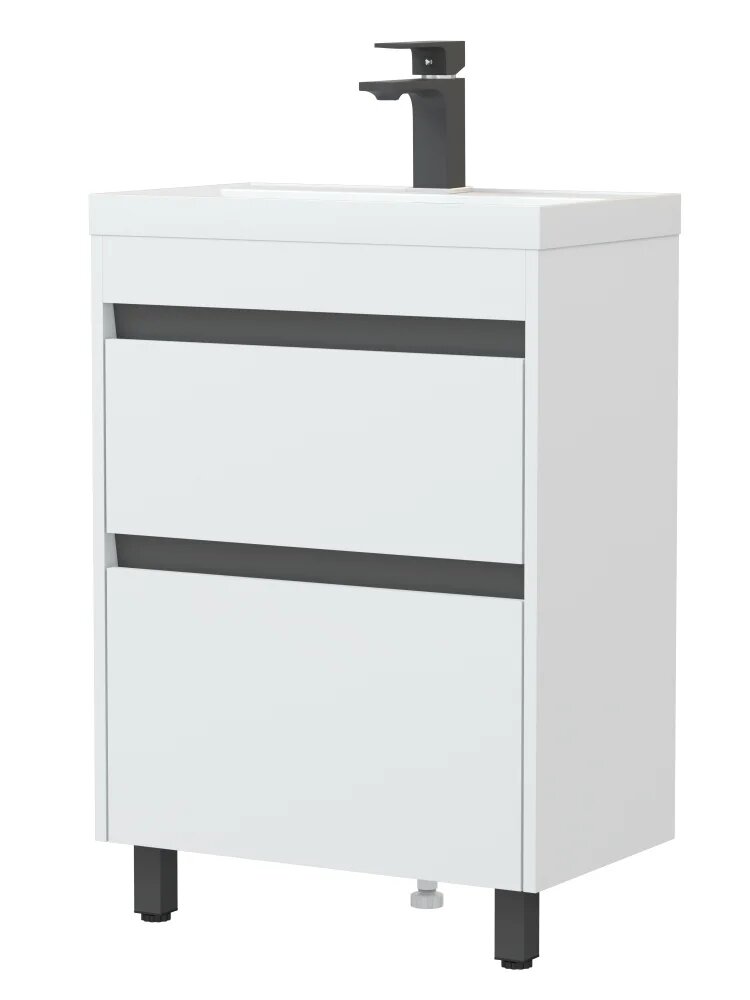 Тумба "Некст 60 Z2", белая матовая, Classica Slim 60 / Азур Slim 60, антрацит