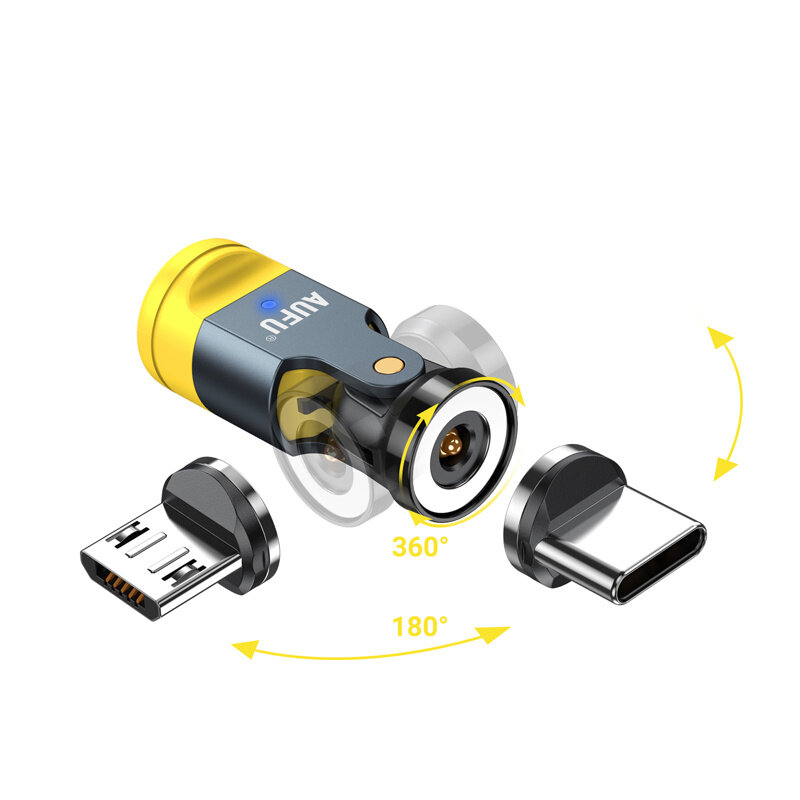 540° вращающийся OTG-адаптер Type-C на Type-C с магнитным разъемом, 2 насадки