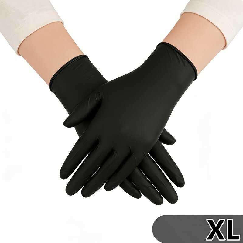 Черные нитриловые одноразовые перчатки, размер XL, 4 шт.