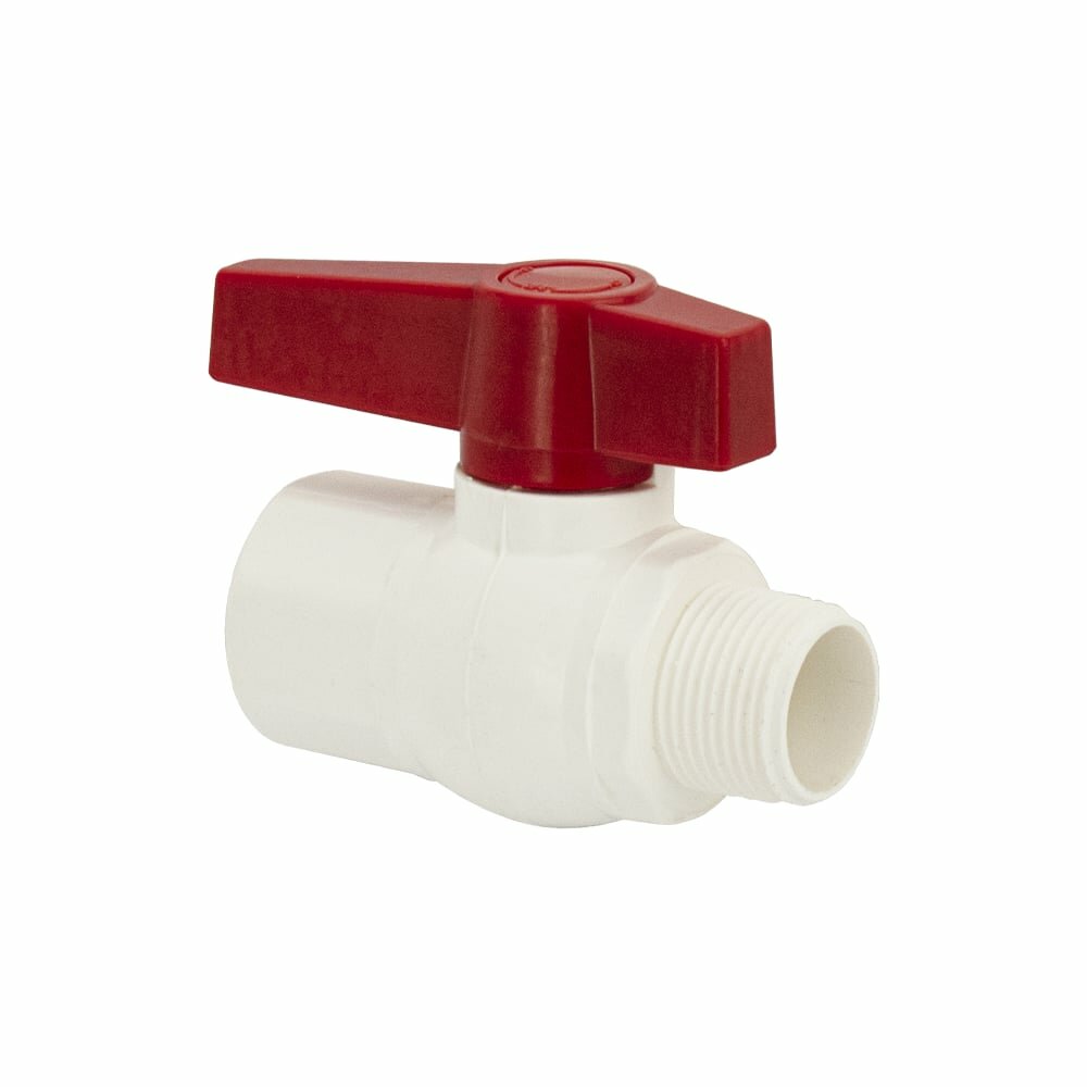 Кран шаровый Санакс 3/4" г/ш, резьбовой, ручка-рычаг, серия МАК, из ПВХ (PVC-U) пластика, цвет белый. 473