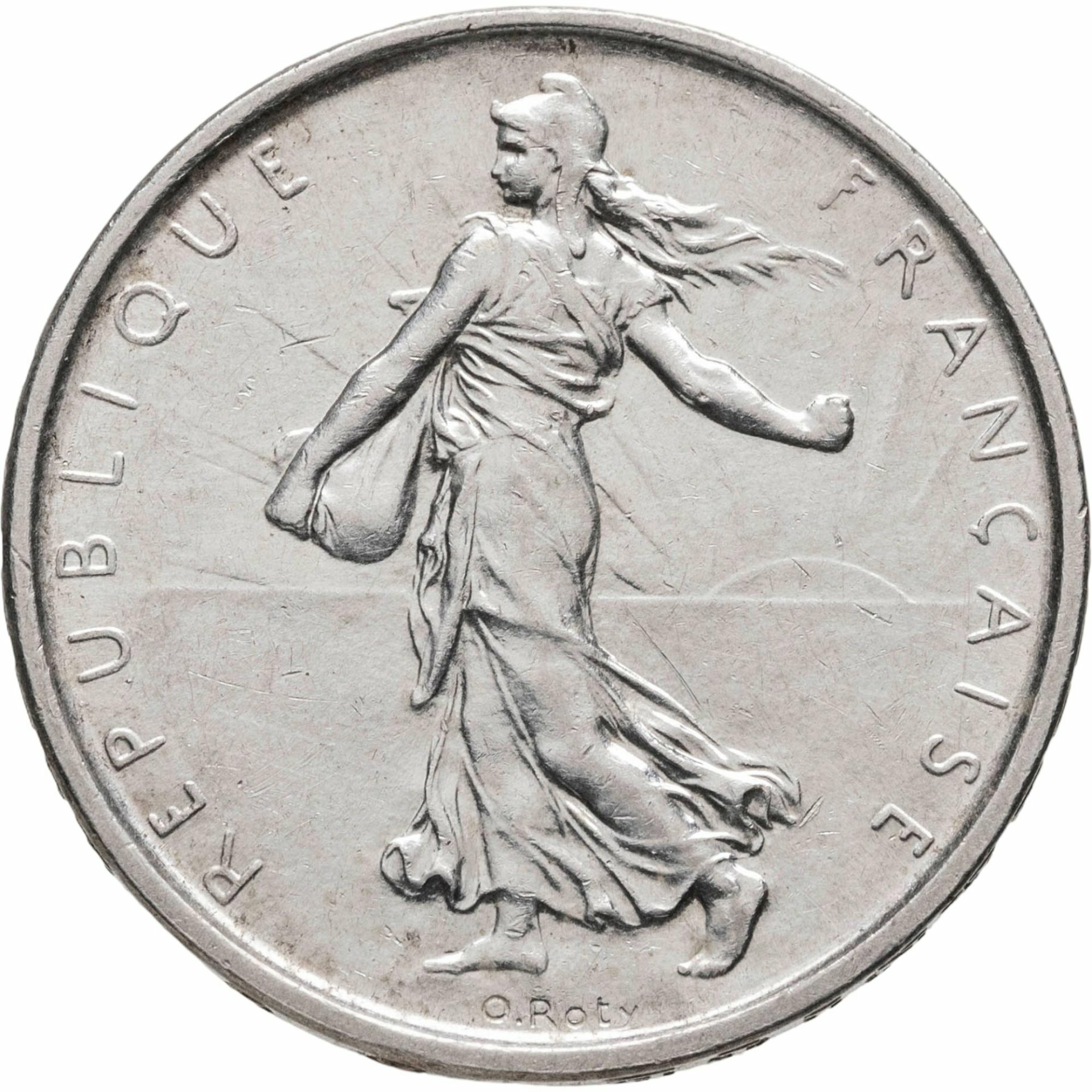 Франция 5 франков 1962, Серебро 835, в сохранности AU