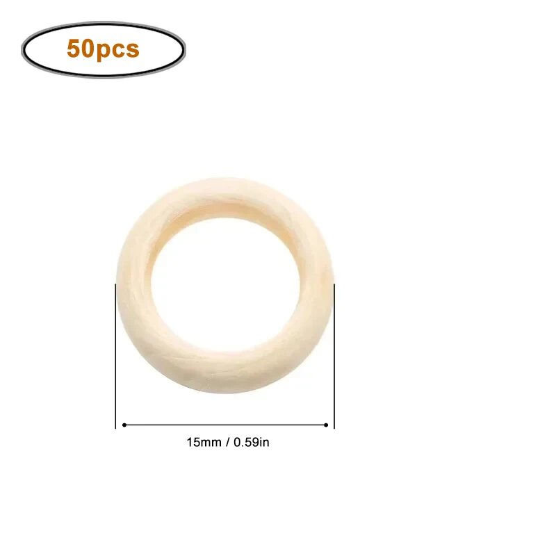Деревянные кольца для рукоделия 15-100 мм 50pcs 15mm