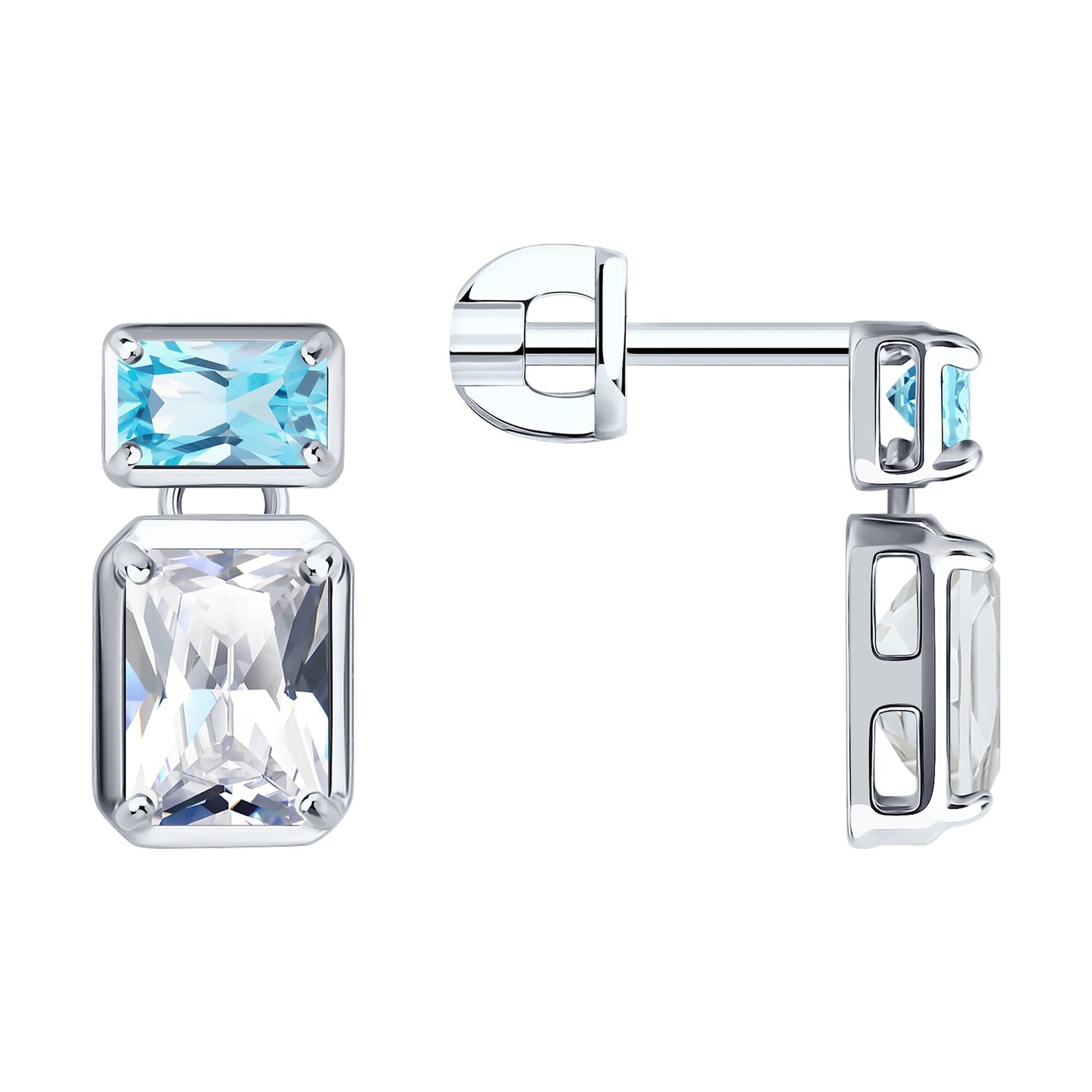 Серьги Diamant online, серебро, 925 проба, родирование, топаз, горный хрусталь