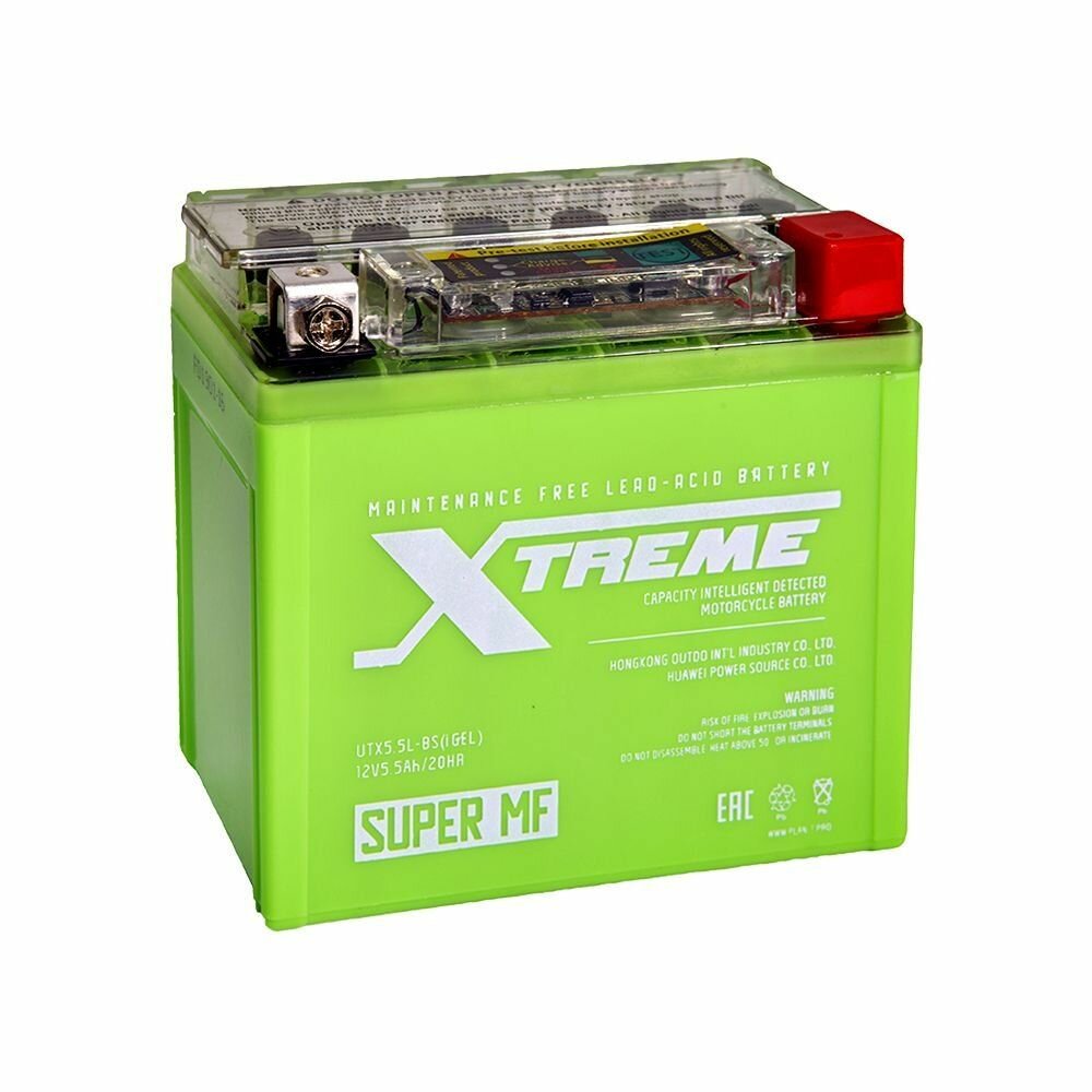 Мото аккумулятор Xtreme UTX5,5L-iGEL (12В 5.5Ач 70А 113х70х105мм) обр. пол.